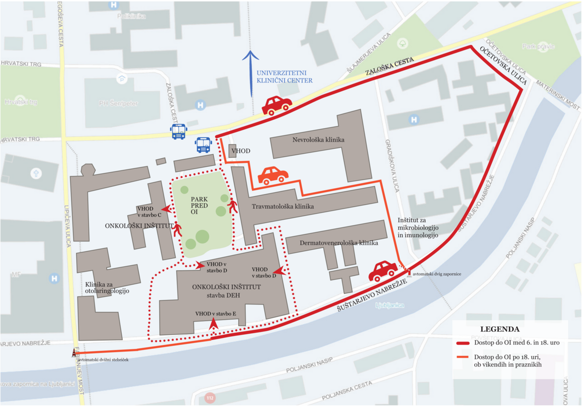 Kako do nas - Onkološki inštitut Ljubljana